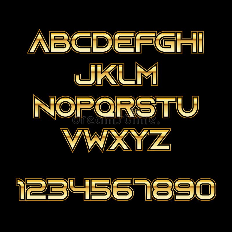 Golden Font Numbers and Letters Alphabet Typography. Stock Vector ... Golden Font Numbers and Letters Alphabet Typography. Stock Vector ...