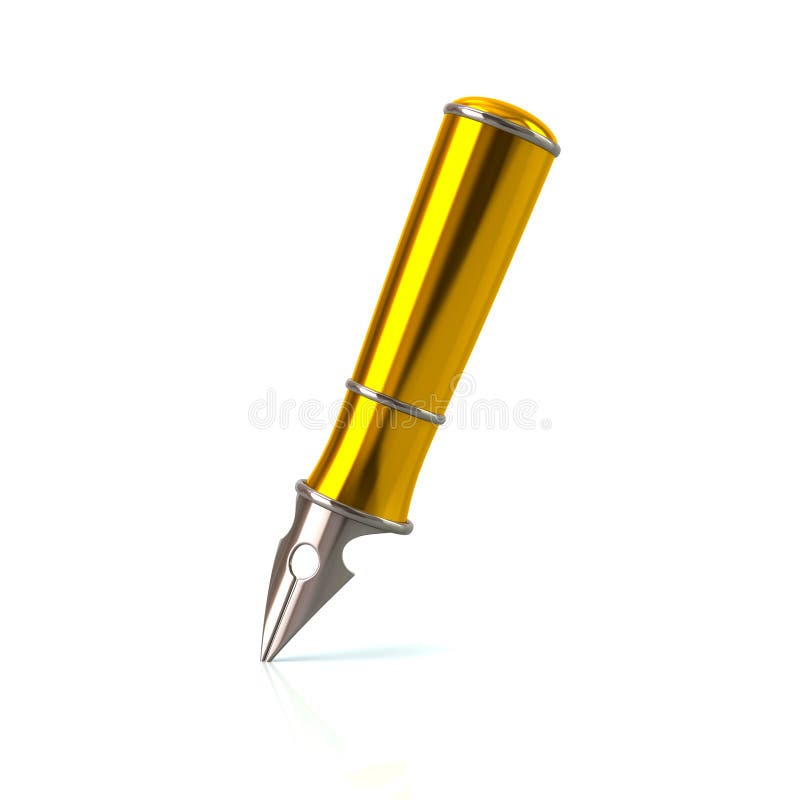 Golden fountain pen stock illustration. Illustration of object - 91738130