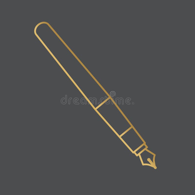 Golden fountain pen icon stock vector. Illustration of document - 171798457