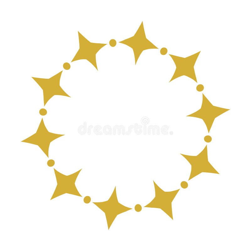 Golden Four Point Stars and Dots Pattern Round Frame Stock Vector ... Golden Four Point Stars and Dots Pattern Round Frame Stock Vector ...
