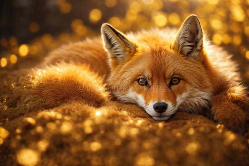 Golden Fox Skin Texture Closeup Top View. Ai Generative Stock ...