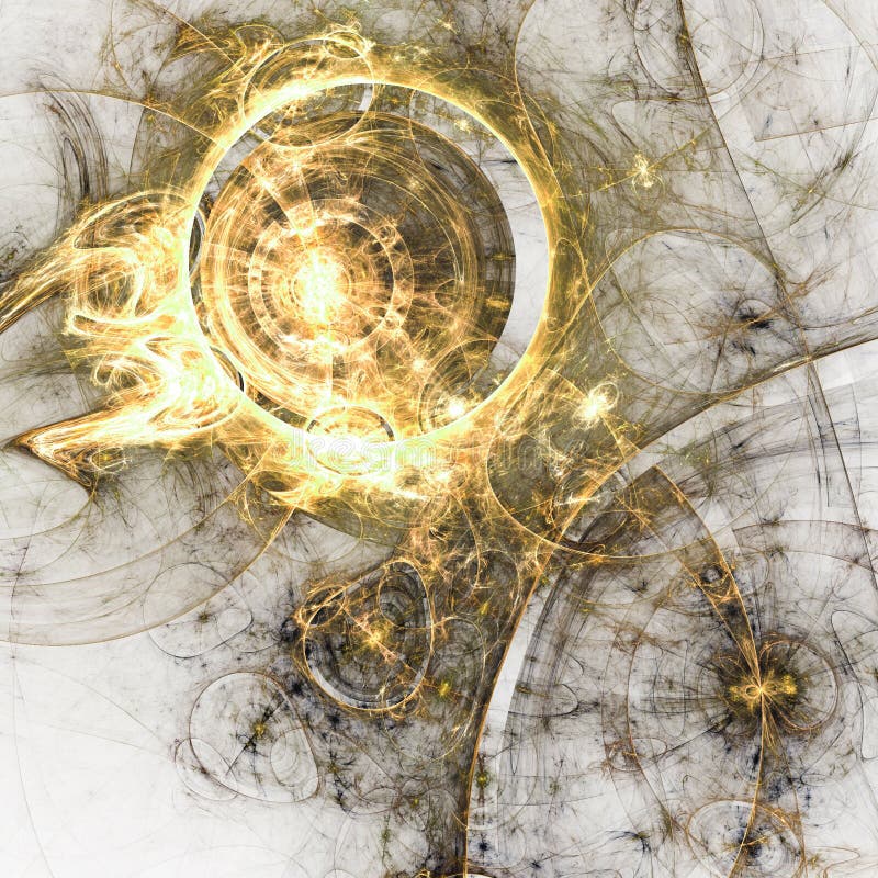 Golden fractal clockwork stock illustration. Illustration of design ...