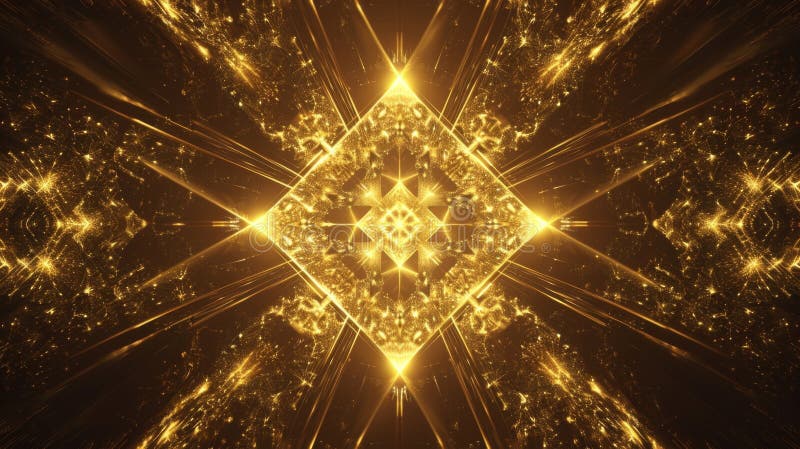 Golden Fractal Explosion with Symmetrical Patterns Stock Illustration ...