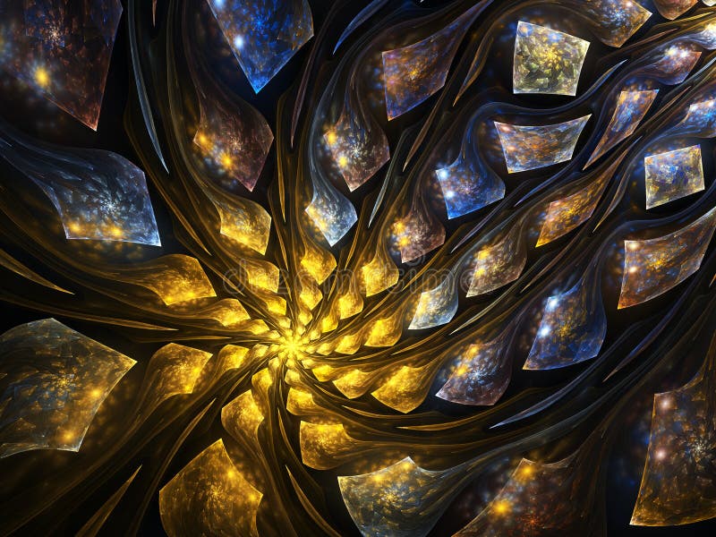 Golden fractal spiral stock illustration. Illustration of banner ...