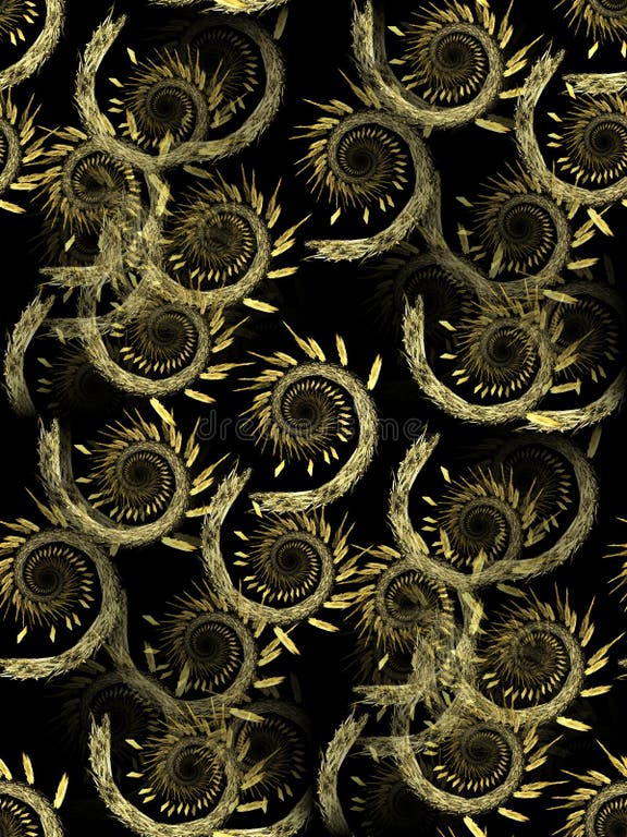 Golden fractals background stock illustration. Illustration of fractal ...