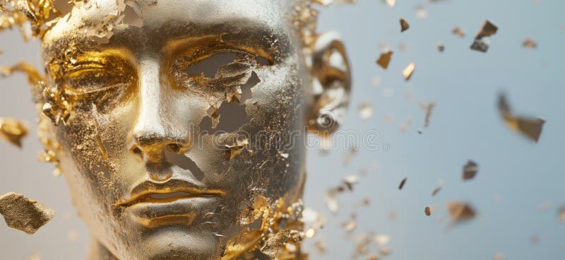 Golden Fragmented Sculpture Representing Human Emotion and ...
