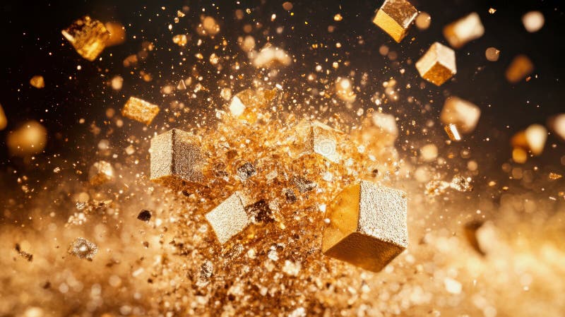 Gold Explosion Creating a Dazzling Spectacle of Shimmering Particles ... Gold Explosion Creating a Dazzling Spectacle of Shimmering Particles ...