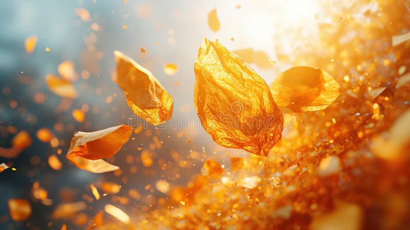 Golden Fragments Explode in a Burst of Light and Motion, Creating a ...