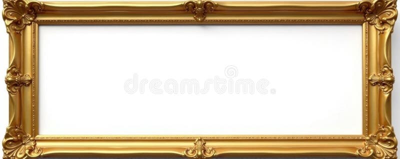 Golden Frame Against Pure White, Ready for Your Image, Elegant, Wall ...