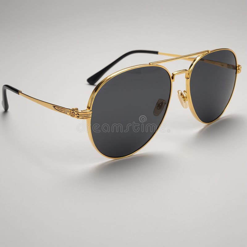 Golden Frame Aviator Sunglasses Luxury Fashion Accessory Concept Stock ...