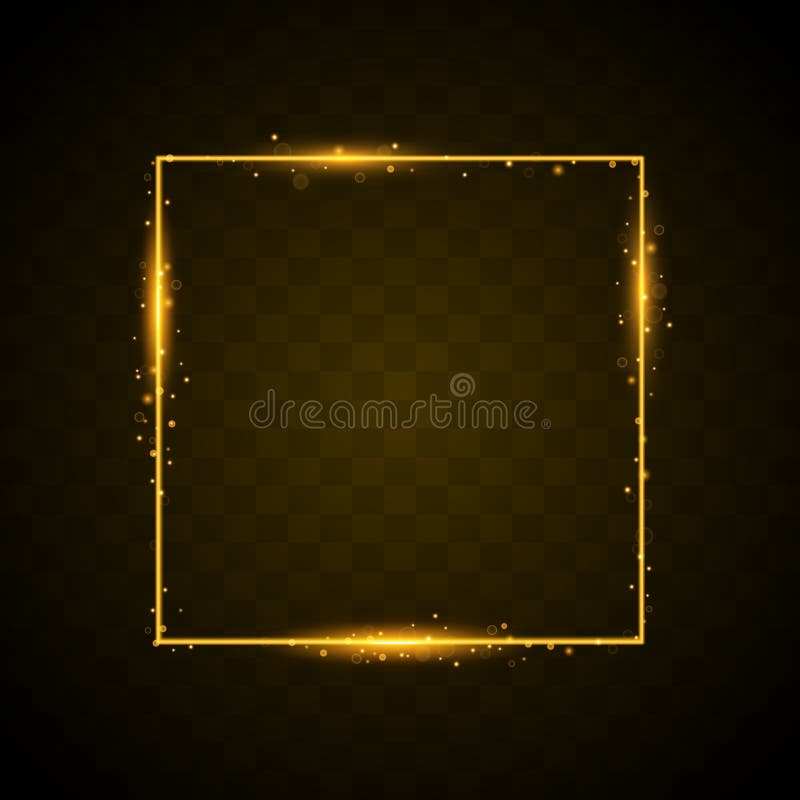 Golden Frame Banner with Sparkles Stock Vector - Illustration of glow ...
