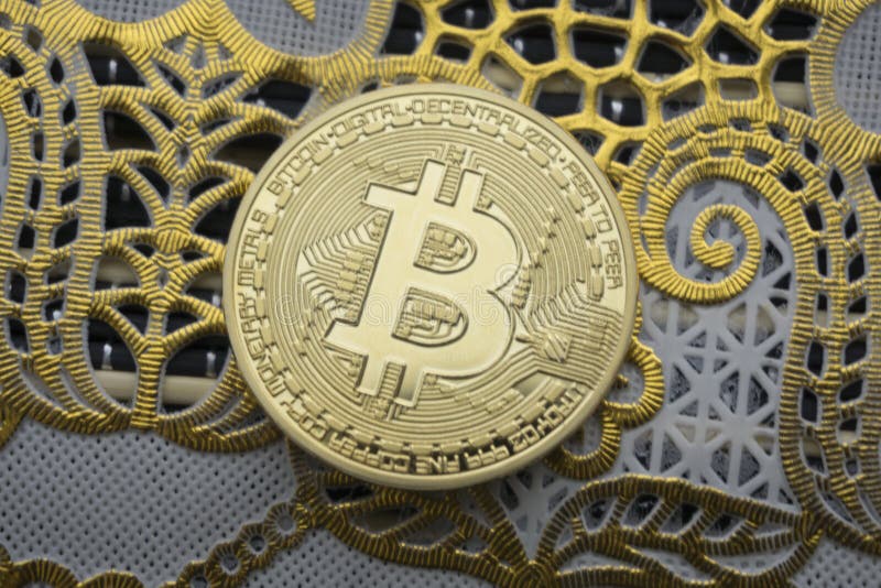 Golden Frame Golden Bitcoins. New Virtual Money. Stock Photo - Image of ...