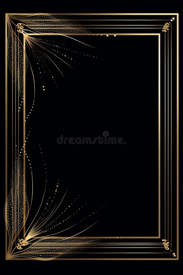 Golden Frame on a Black Background Stock Image - Image of abstract ...