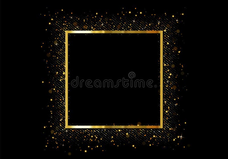 Golden Frame with Bright Sparkles. Christmas Decorative Design Elements ...