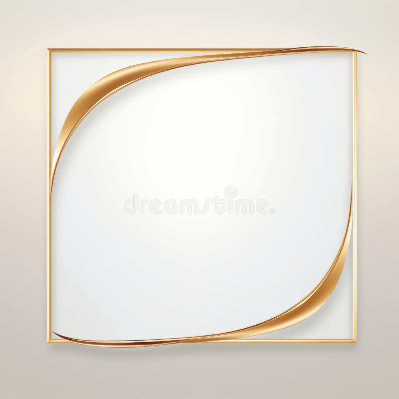 Golden Frame with Curved Lines on a White Background Stock Illustration ...