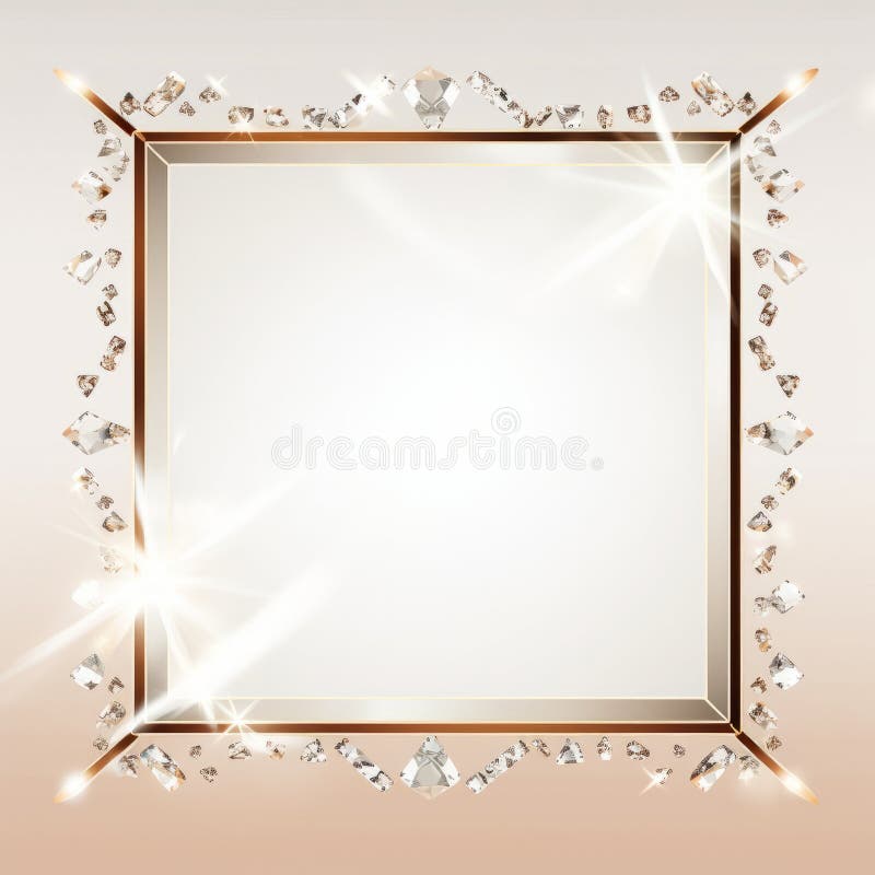 Golden Frame with Diamonds on a Beige Background Stock Illustration ...