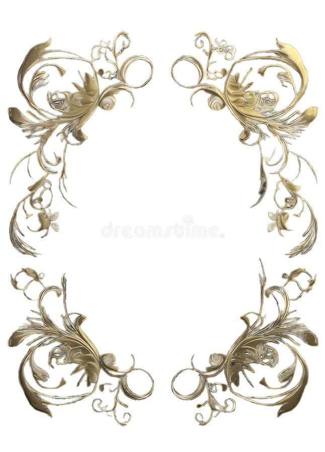 Golden Frame Elements. Gold Angles Border on Transparent Background ...
