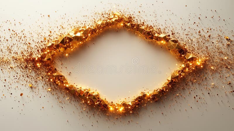 Golden Frame Exploding with Particles Creating a Rhombus Shape ...