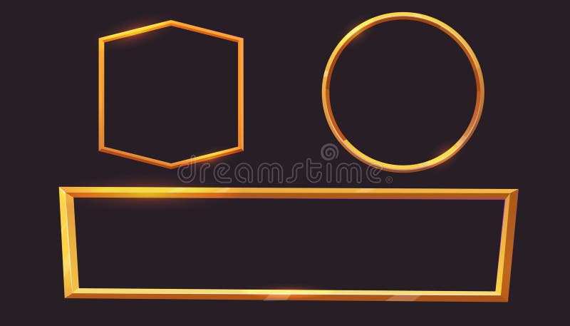 Golden Frame Game Medieval Menu, User Interface Shiny Border. Empty ...