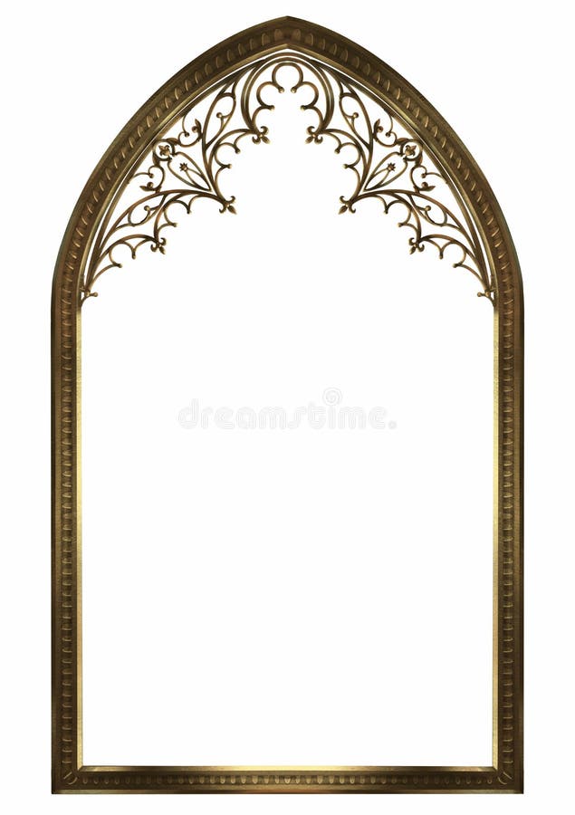 Golden Frame in Gothic Style. Digital Painting. Stock Illustration ...