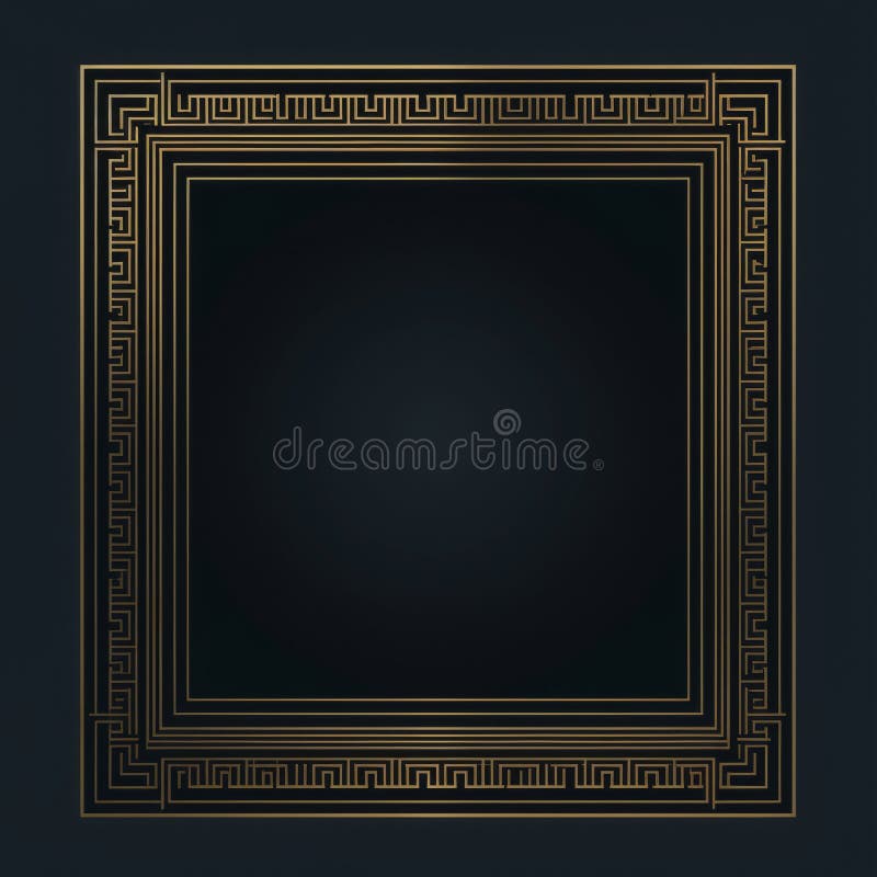 Golden Frame with Greek Pattern on Black Background Stock Illustration ...