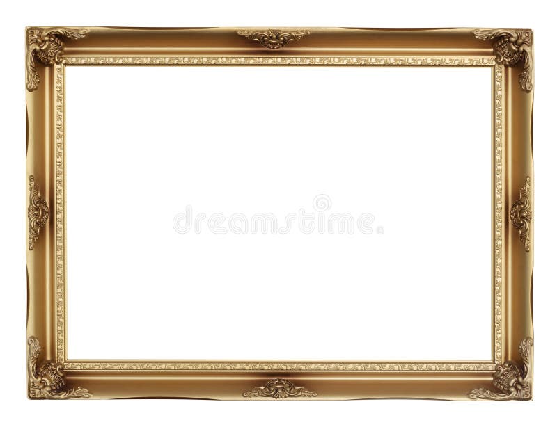 Golden Frame Isolated on White Background. Decorative Vintage Frames ...