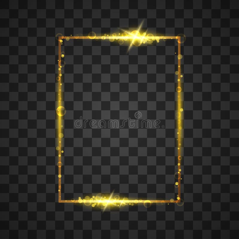 Golden Frame with Lights Effects Stock Vector - Illustration of boarder ...