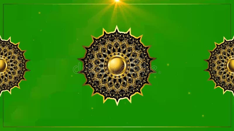 Golden Frame Mandala Light Effect Green Screen Background Stock Footage ...