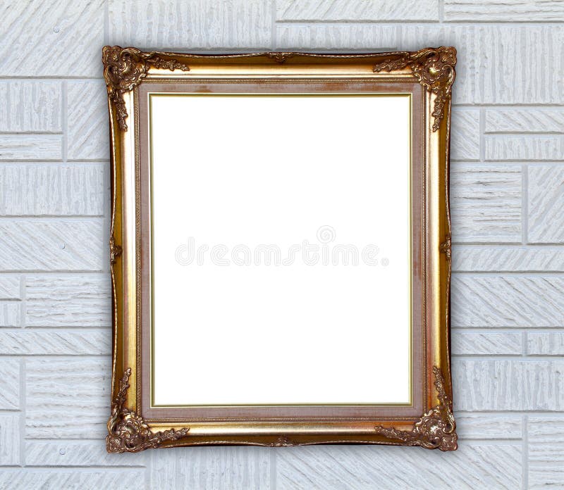 Golden Frame on Modern Wall Stock Photo - Image of design, mosaic: 43549882