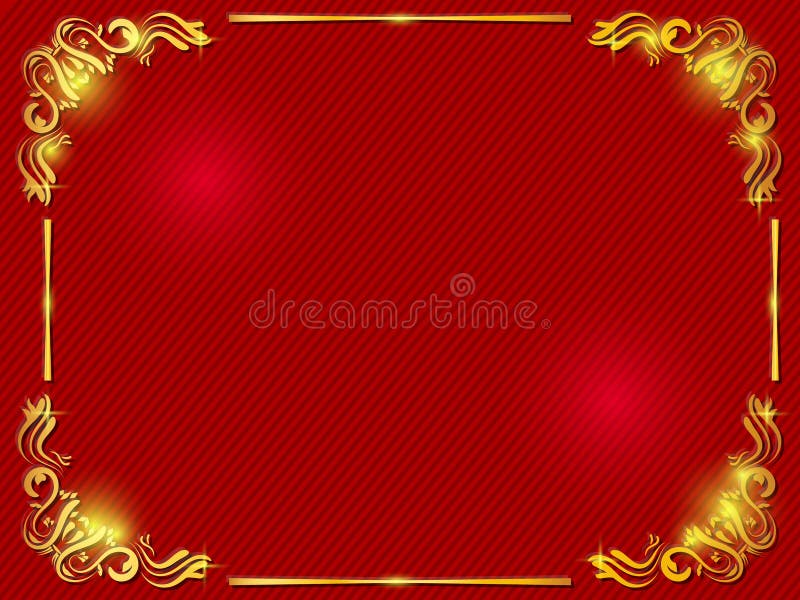 Golden Frame with Red Background Stock Vector - Illustration of ...