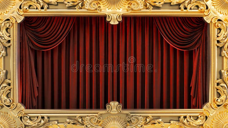 Golden Frame Door among Black and Gold Columns, Red Carpet Entrance ...