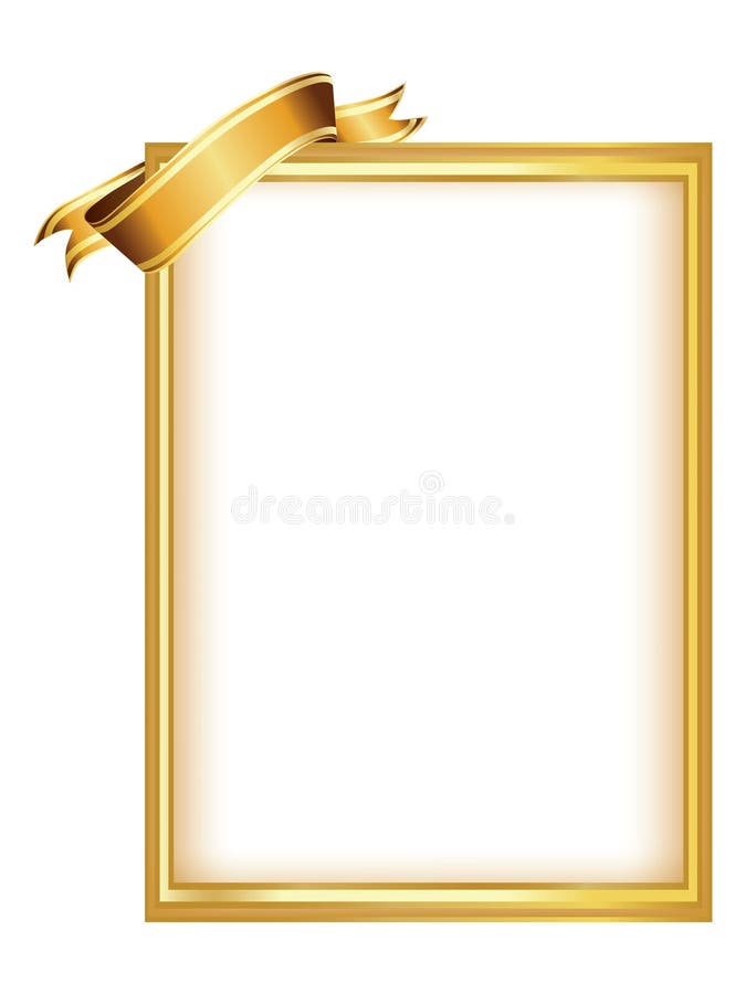 Golden frame with ribbon stock vector. Illustration of advertising ...