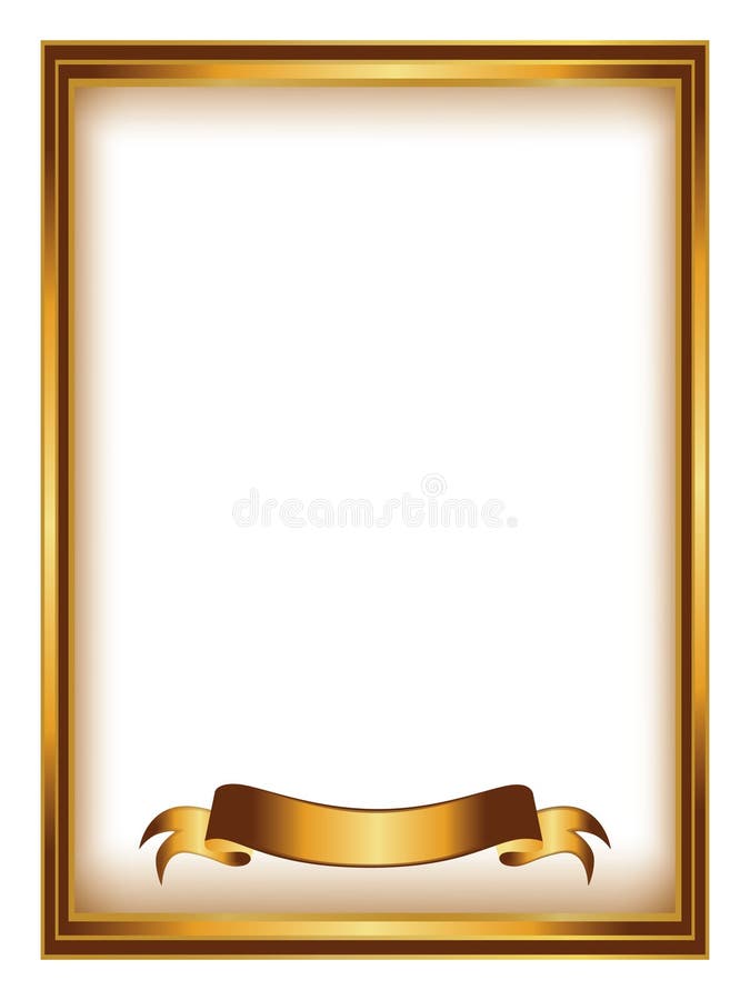 Golden frame with ribbon stock vector. Illustration of celebration ...