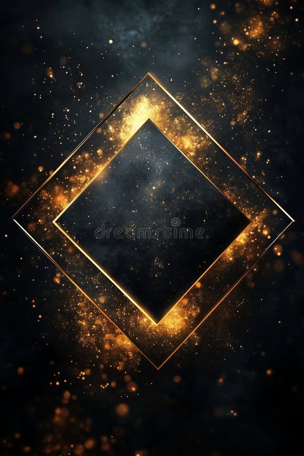 Golden Frame Shining on a Dark Background with Golden Particles ...