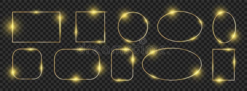 Golden Frame. Square Circle Oval Gold Border Set Stock Vector ...