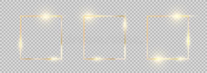 Golden Frame. Square Gold Border Set. Gold Frames Collection with ...