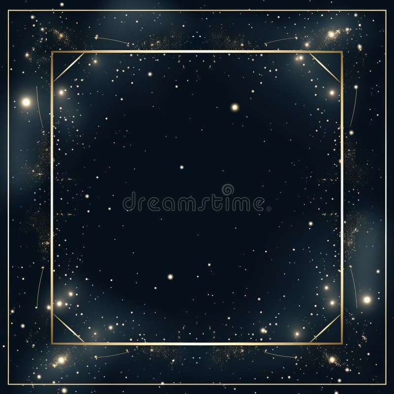 Golden Frame with Stars and Constellations on a Black Background Stock ...
