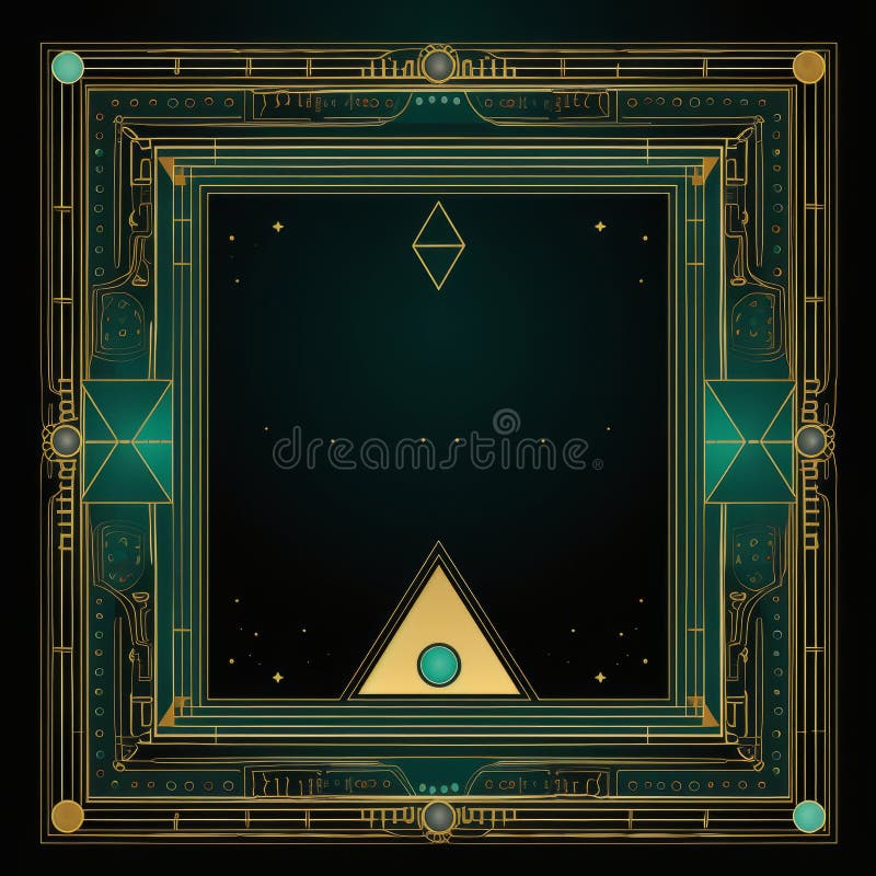 A Golden Frame with a Triangle in the Center Stock Illustration ...