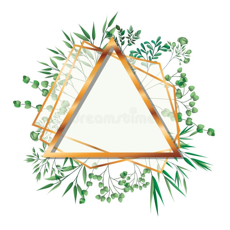 Golden Frame Triangle with Foliage Isolated Icon Stock Vector ...