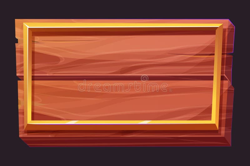 Golden Frame Wooden Plank Game Medieval Menu, User Interface Shiny ...