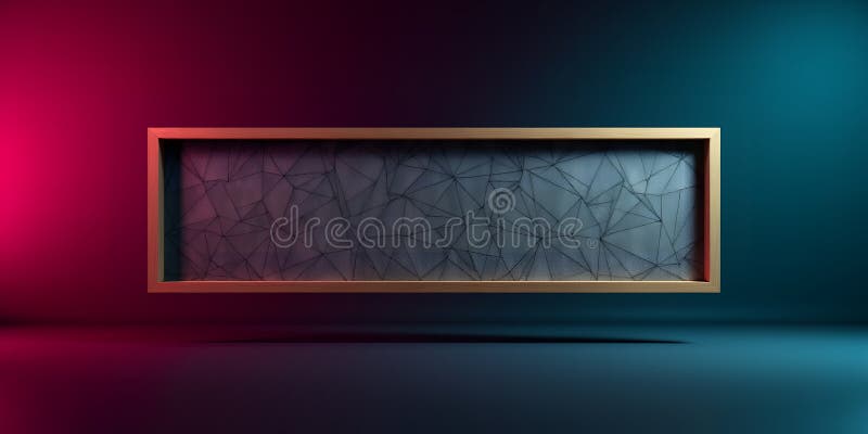 A Golden Framed Textured Panel Against a Red and Blue Gradient Wall ...