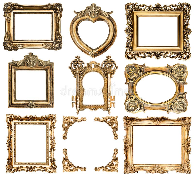 Golden Frames. Baroque Vintage Objects. Antique Picture Stock Photo ...