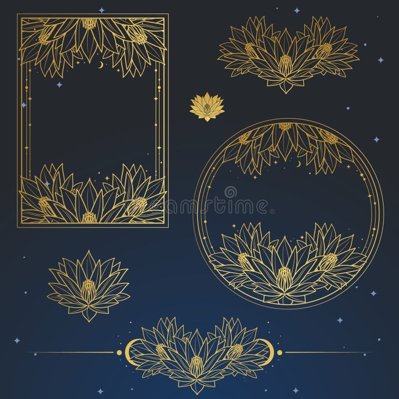 Three Decorative Design Elements with Flowers. Vector Illustration ...