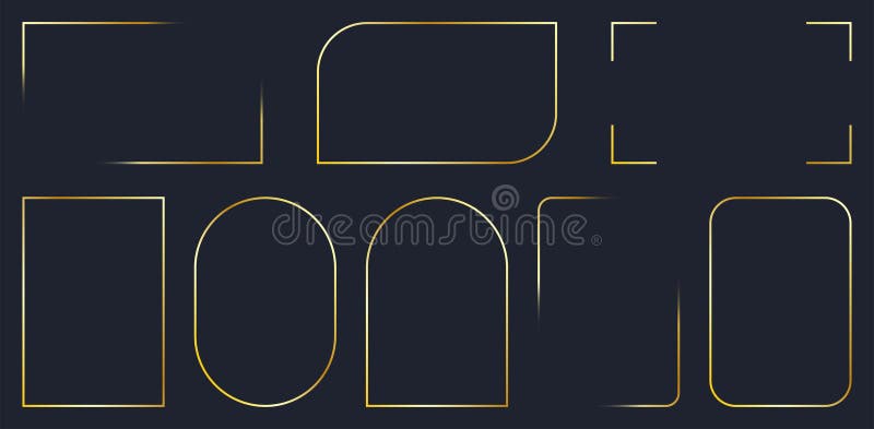 Golden Frame Elements. Gold Angles Border on Transparent Background ...