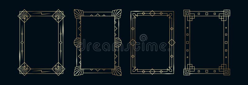Golden Frames Set. Thin Line Gold Borders Luxury Minimalist Collection ...
