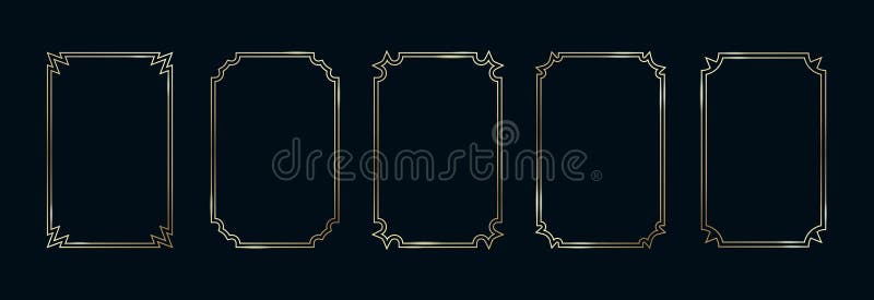 Golden Frames Set. Thin Line Gold Borders Luxury Minimalist Collection ...