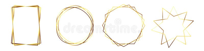 Golden Frames Vector Set. Curly Decorative Photo Frames Isolated on ...