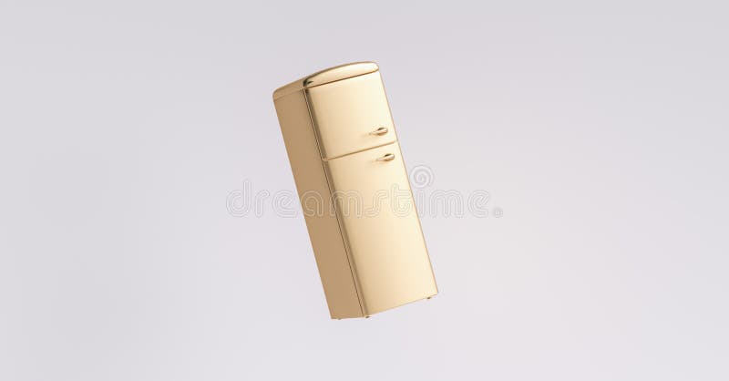 Golden Fridge Freezer. Interior Concept Image Stock Illustration ...
