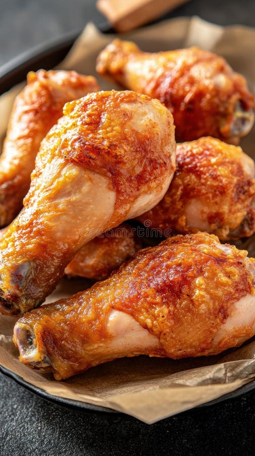 Golden Fried Chicken Drumsticks on Parchment Paper Stock Illustration ...