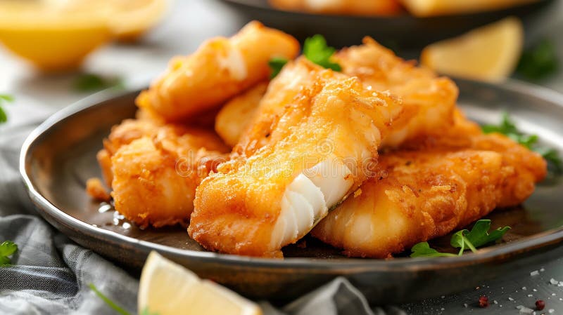 Golden Fried Cod with Light Crispy Batter in a Vibrant High-resolution ...